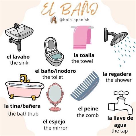 HOLA SPANISH on Instagram Vocabulario del baño Ya sabías todas estas