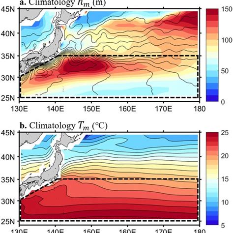 A Climatological Map Of The Mixed Layer Depth H M M Color During Download Scientific