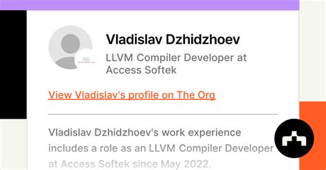 Vladislav Dzhidzhoev Llvm Compiler Developer At Access Softek The Org