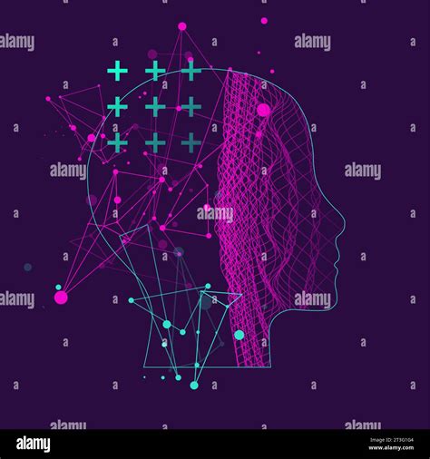 outline of a human head with an abstract wave plexus effect vector