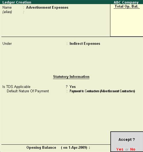 Creating A TDS Expense Ledger