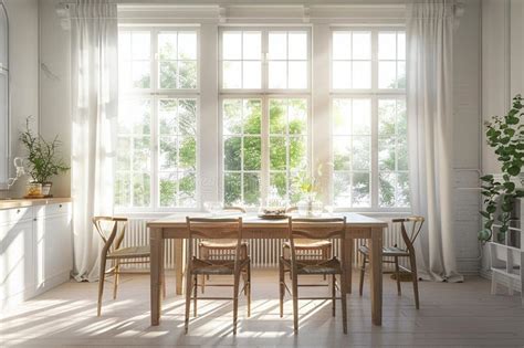 Scandinavian Dining Room Design With Natural Light And Large Side