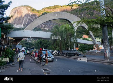 Brazil Passarela Da Rocinha Pedestrian Bridge Designed By The Architect Oscar Niemeyer In