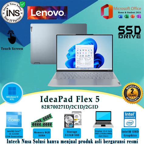 Jual Lenovo Ideapad Flex 5 27id I3 1215u 8gb 512gb Ssd Win11hsl Ohs 21