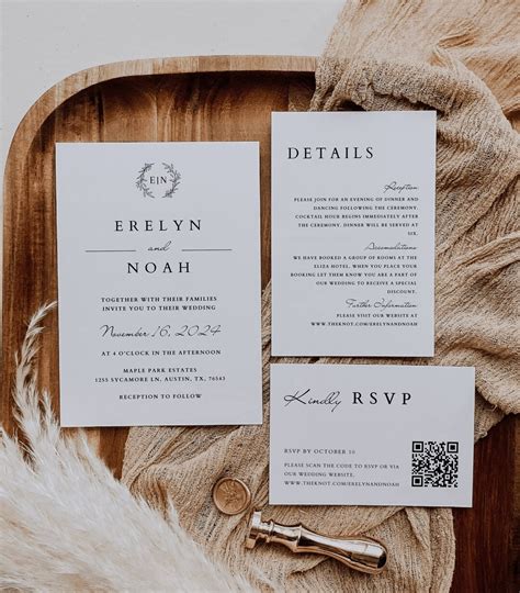 Qr Code Wedding Invitation Set Traditional Wedding Calligraphy Qr Rsvp