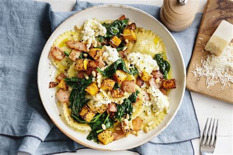 Roasted Pumpkin And Bacon Pasta With Lemon Ricotta
