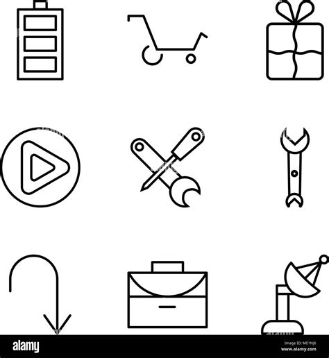 Set Of 9 Simple Editable Icons Such As Satellite Dish Office Briefcase Arrow Pointing To Down
