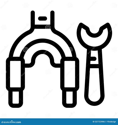 Bike Handlebar Being Repaired With Wrench Icon Stock Illustration