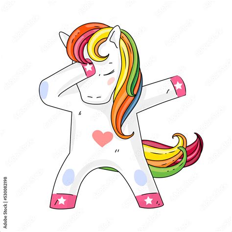 Dabbing Unicorn Vector Illustration Design Character Of Dancing Unicorn Unicorn Vector