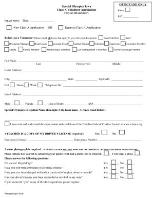 Fillable Online CLASS A VOLUNTEER REQUEST FORM 2020 Pdf Fax Email Print