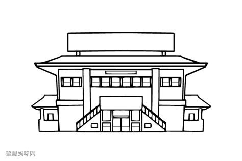 小学教学楼的样子简笔画视频 简笔画图片大全 普车都