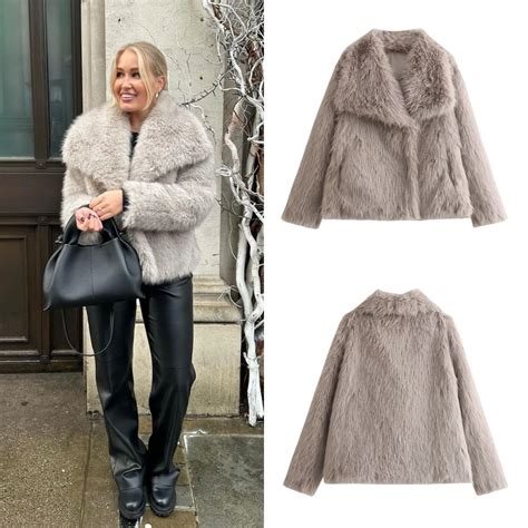 PB ZA Casaco De Lapela De Manga Comprida Feminino Casaco Curto Material