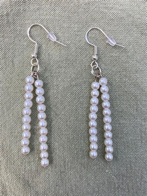 Pearl Bead Dangle Earrings Etsy