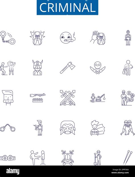 Criminal Line Icons Signs Set Design Collection Of Lawbreaker Felon