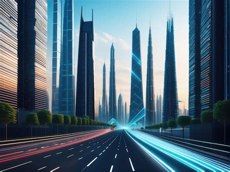 Premium Ai Image Abstract Highway Path Through Digital Binary Towers In City Concept Of Big Data