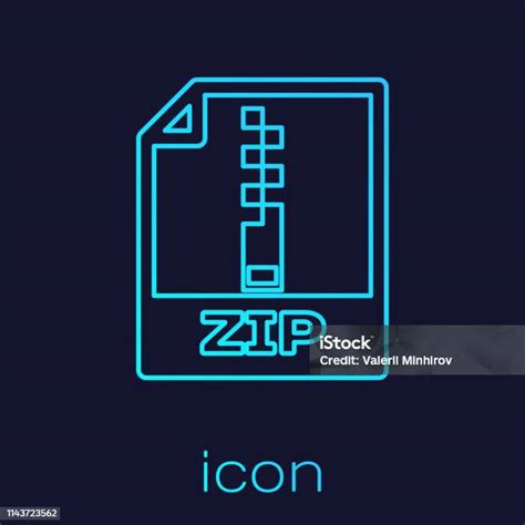 綠松石 Zip 檔文檔圖示下載在藍色背景上隔離的 Zip 按鈕線圖示郵遞區號檔符號向量插圖向量圖形及更多互聯網圖片 互聯網 外型 形狀