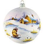 Стеклянный елочный шар Заснеженная Башня 10 см, Фабрика Ариель