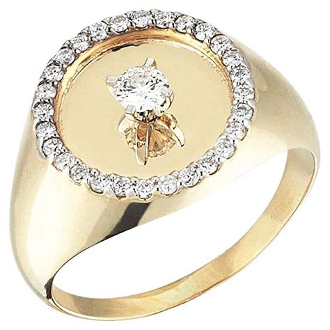 Longhorn Diamond Ring With Brushed Satin Finish On Side 14k Yellow Gold