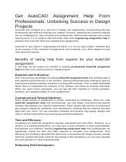Unlock Success In Design Projects With Autocad Assignment Help Course Hero