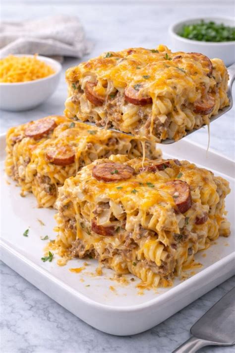 Cheesy Kielbasa Pasta Casserole Recipe