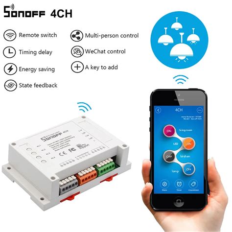 Sonoff CH Wifi Smart Switch Universal Remote Intelligent Switch Interruptor Channel Din Rail