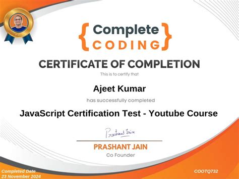 Ajeet Kumar On Linkedin Prashantjainsir Kgcoding Prashantjain Javascript Certification