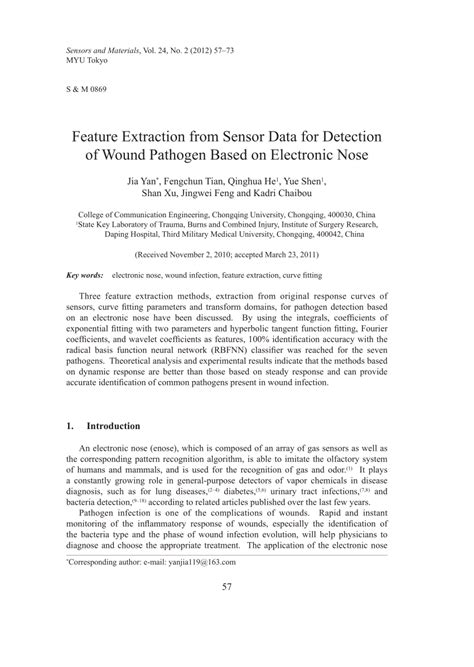 Pdf Feature Extraction From Sensor Data For Detection Of Wound