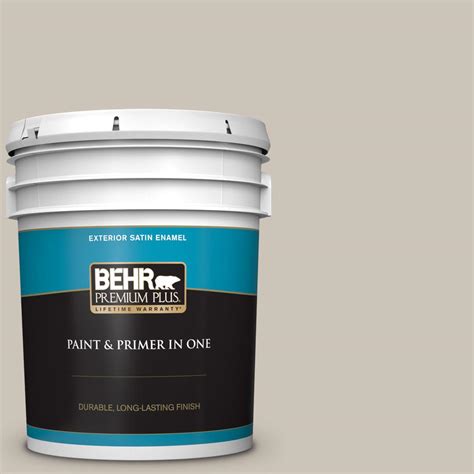 BEHR Premium Plus 5 Gal 720C 3 Wheat Bread Satin Enamel Exterior Paint And Primer In One