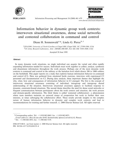 Pdf Information Behavior In Dynamic Group Work Contexts Interwoven Situational Awareness