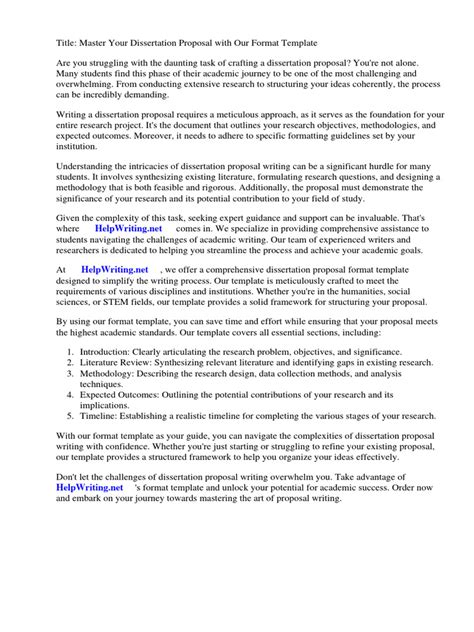 Dissertation Proposal Format Template Pdf Thesis Methodology