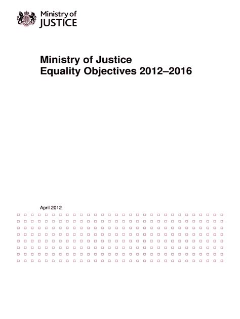Fillable Online Ministry Of Justice Equality Objectives 2012 2016 Fax
