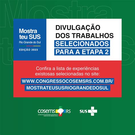 Mostra Teu Sus Divulgação Dos Trabalhos Selecionados Para A Etapa 2