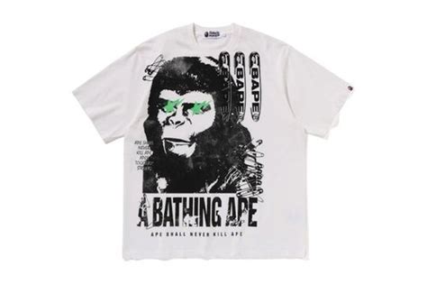 A Bathing Ape Garment Dye Multi Logo Relaxed Fit Tee White Solesense