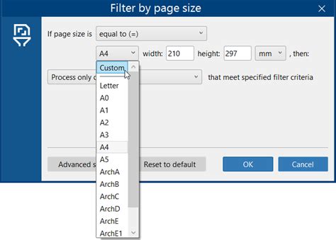 Filter By Page Size Action FolderMill