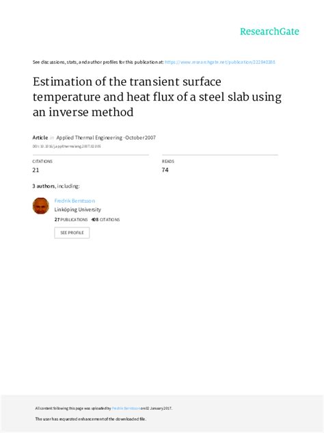 pdf estimation of the transient surface temperature and heat flux of