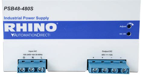 Switching Power Supply: 48-56 VDC out, 10A, 480W (PN# PSB48-480S ...