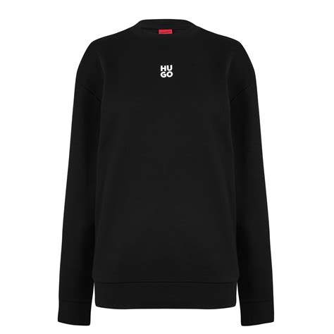 Hugo Stack Logo Crew Neck Sweater Women Crew Sweaters Flannels