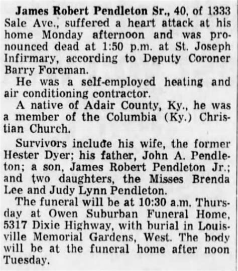 James Robert Pendleton 1930 1970 Memorial Find A Grave
