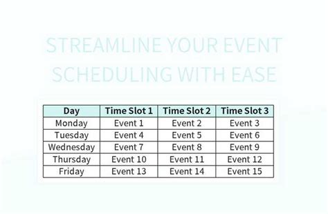 Simplify Your Event Scheduling Effortlessly Excel Template Free Download Pikbest
