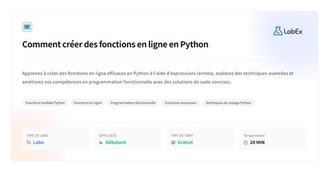 Fonctions Lambda Python Tutoriel Pour Créer Des Fonctions En Ligne Labex