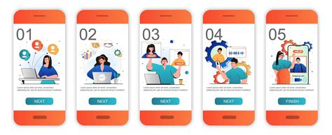 Customer Service Concept Onboarding Screens For Mobile App Templates Answer Calls And Messages