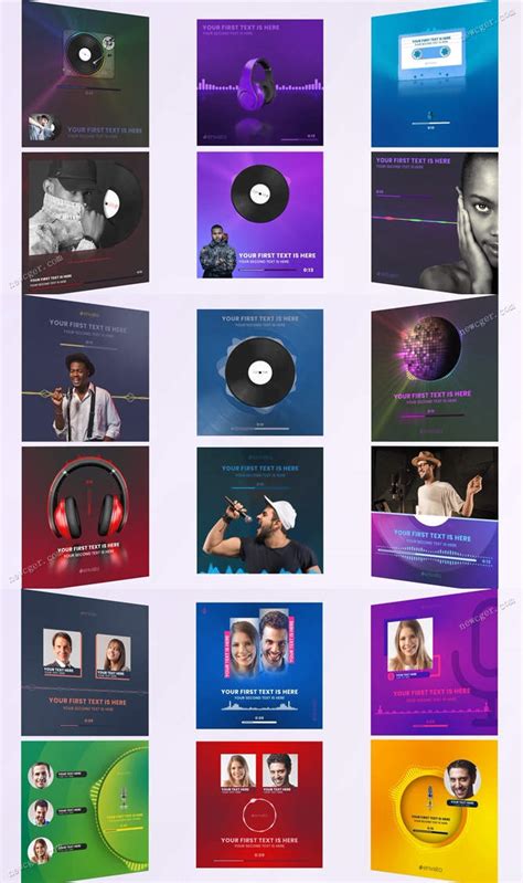 18款社交媒体音频可视化播放器设计ae模板ae模板新cg儿newcger