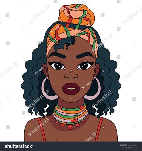 Afro Woman Turban Head Wrap Scarf Stock Vector Royalty Free