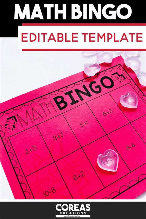 Math Bingo Template Editable Math Printables Bingo Template Math