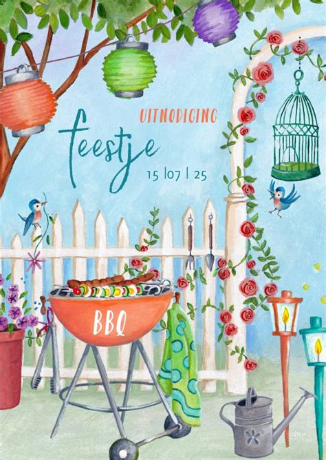 Uitnodiging BBQ Feestje In De Tuin Kaartje2go