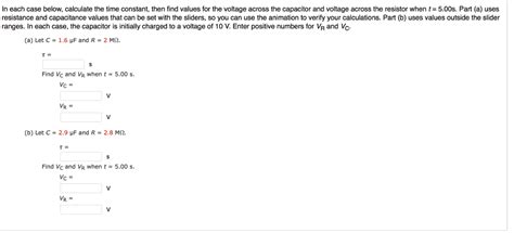 solved in each case below calculate the time constant then
