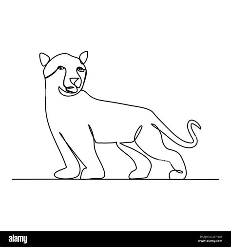 Dessin Continu Sur Une Ligne Symbole De Marche Du Tigre Dessin Continu