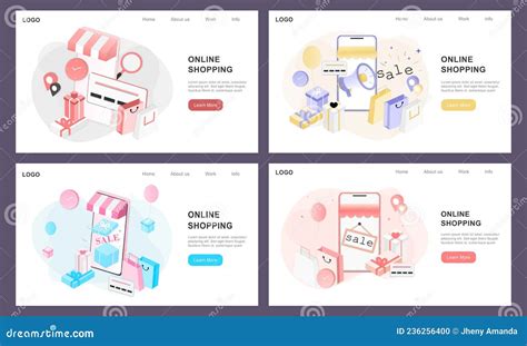 Set Of 3d Realistic Online Shopping On Landing Web Page Or Mobile Application Concept Of Vector