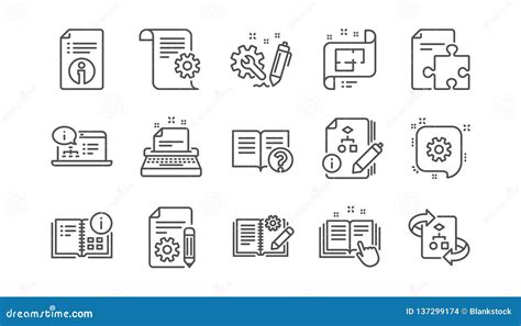 Technical Documentation Line Icons Instruction Plan And Manual