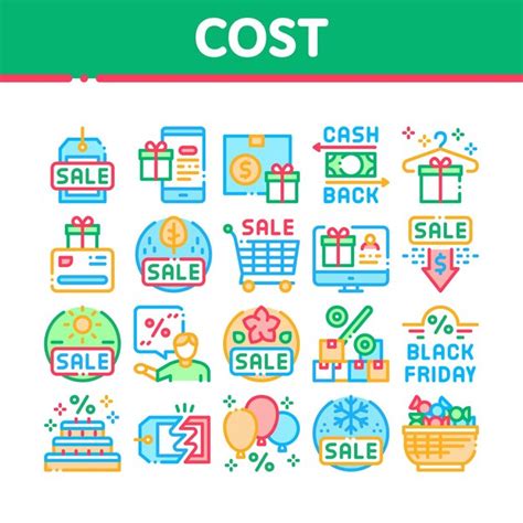 Conjunto De Iconos De Colección De Venta De Reducción De Costos Vector